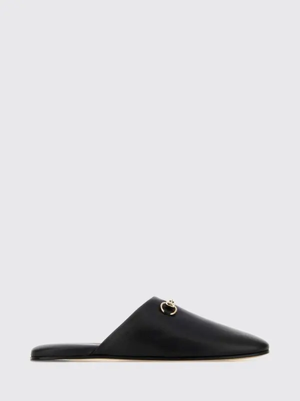 Gucci Flat Nappa Leather Mules With Horsebit Detail - Black