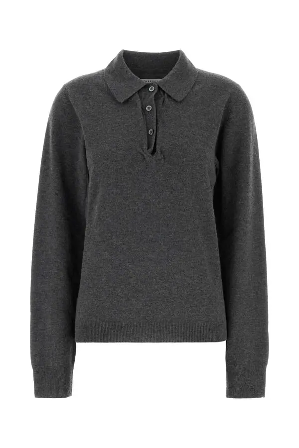 MAISON MARGIELA Graphite Wool Polo Shirt