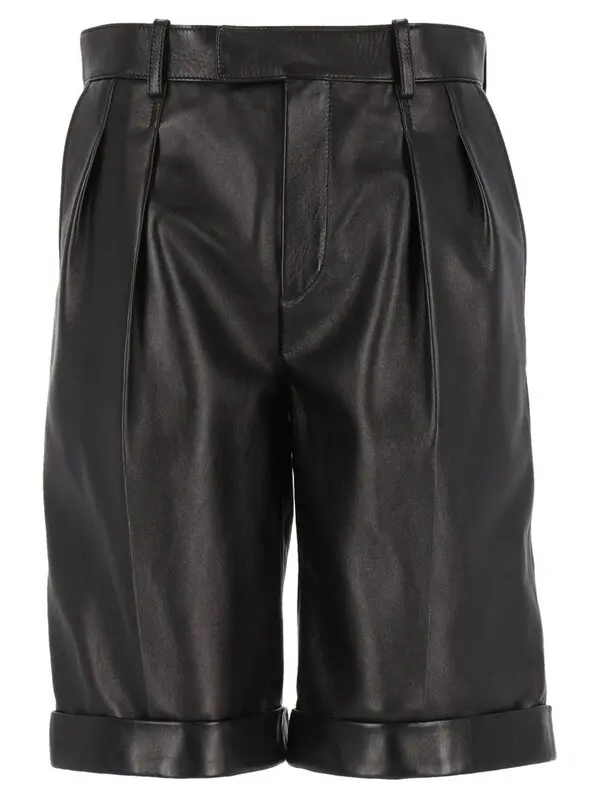 Saint Laurent Lambskin Bermuda Shorts - Black