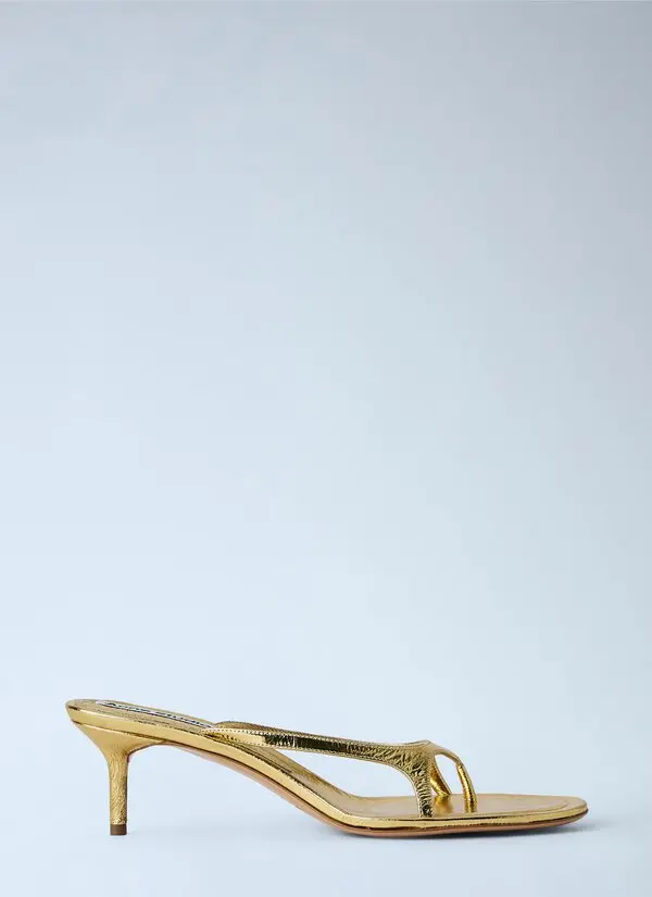 Acne Studios Metallic Leather Kitten Heel Sandals - Gold