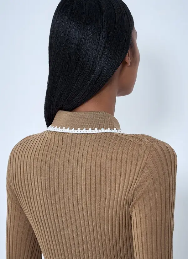 Moncler Ribbed Knit Collared Top