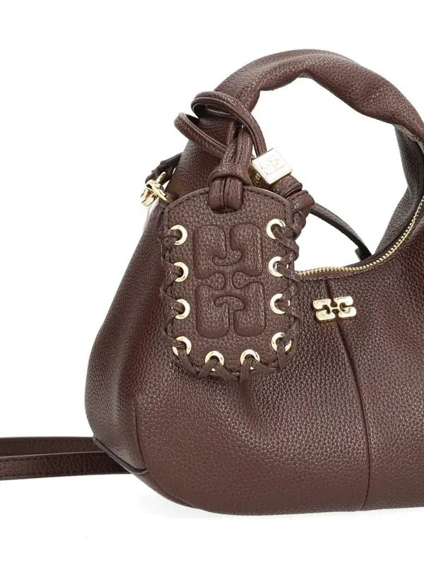 GANNI Mini Shoulder Bag With Grained Finish - Brown