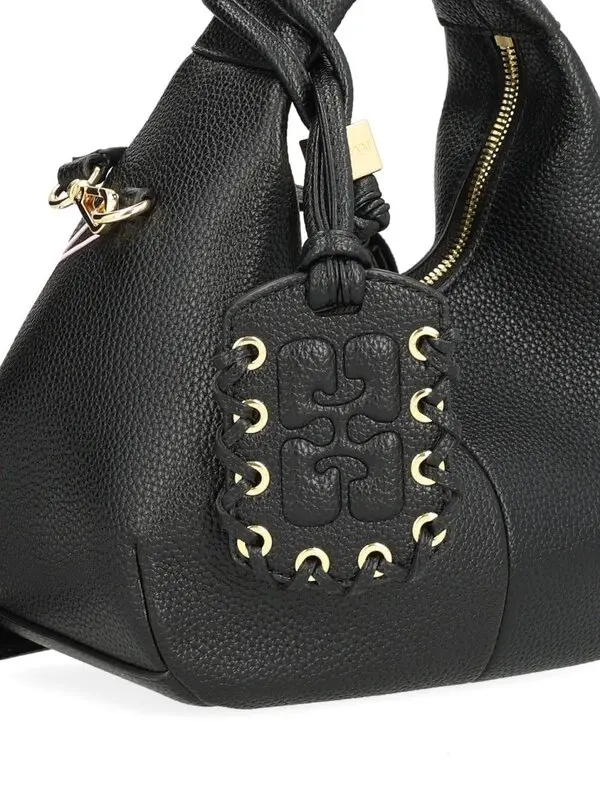 GANNI Mini Shoulder Bag With Grained Finish - Black