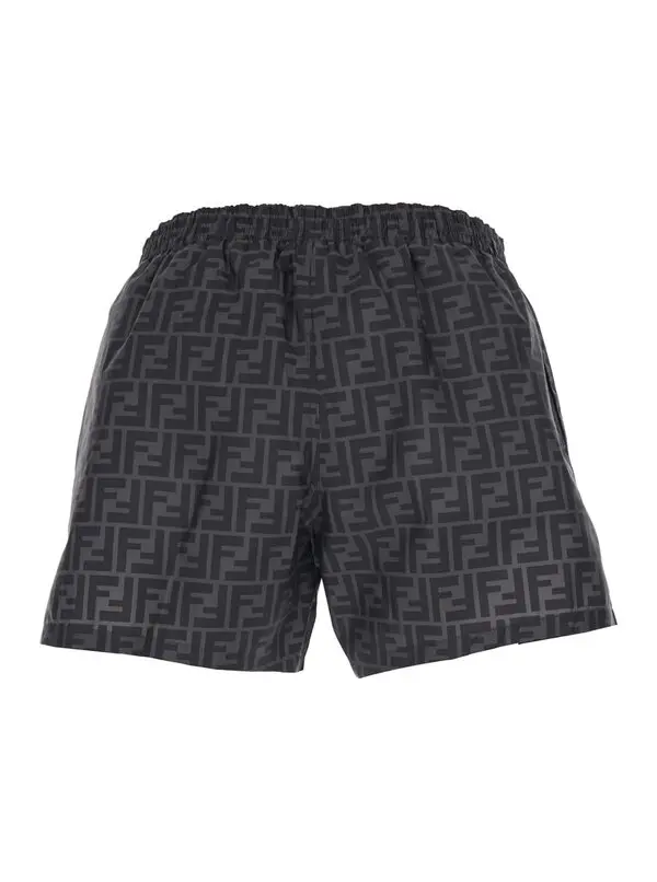 Fendi Tech Fabric Ff Motif Swim Shorts - Gray