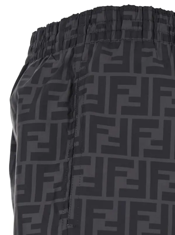 Fendi Tech Fabric Ff Motif Swim Shorts - Gray