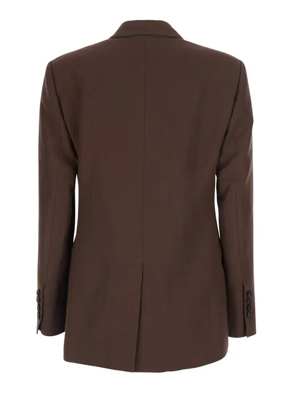 Brunello Cucinelli Brown Double-breasted Jacket With Peak Revers In Viscose Blend For