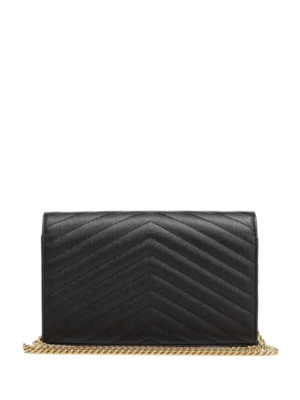 Saint Laurent Cassandre Wallet On Chain - Black