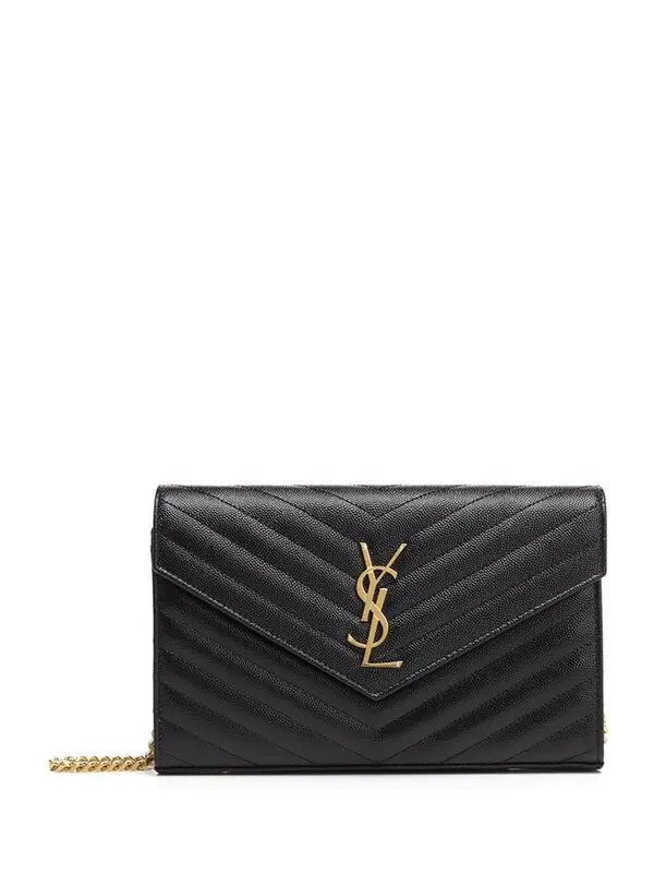Saint Laurent Cassandre Wallet On Chain - Black