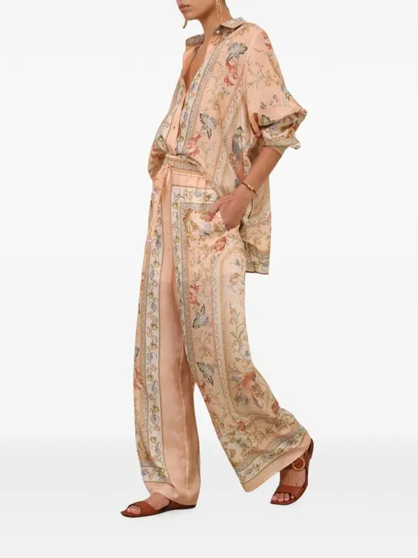 Zimmermann Roselight Printed Silk Trousers