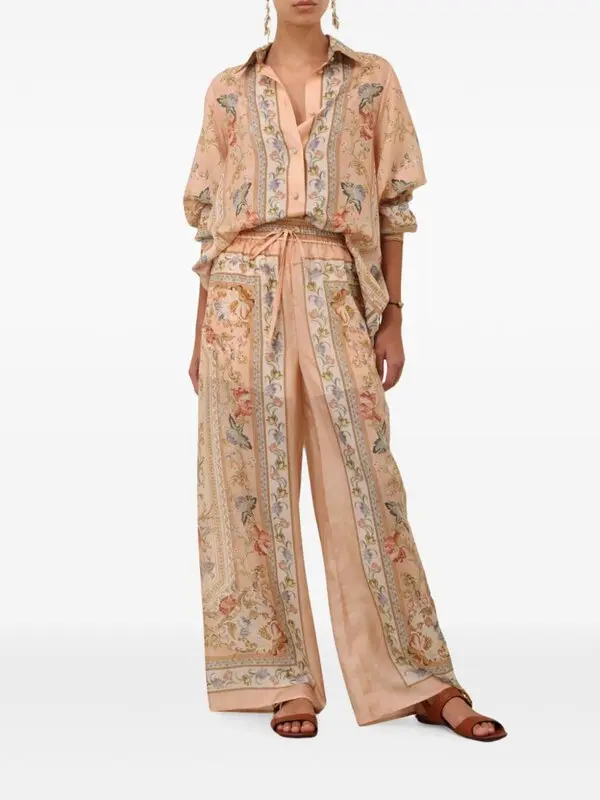 Zimmermann Roselight Printed Silk Trousers