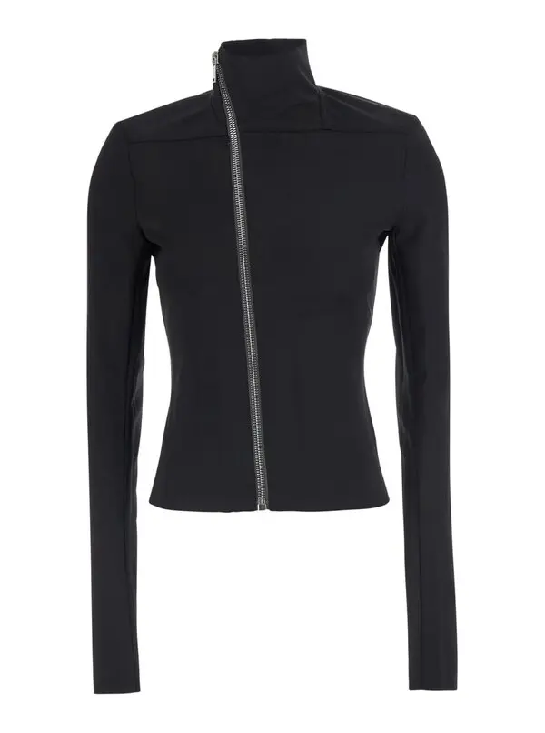 Rick Owens Gary' Black Crop Jacket With High Collar And Off-center Zip Closure In Wool Blend For - Multicolor