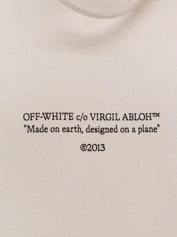 Off-White Cotton Sweatshirt With Frontal Logo Print