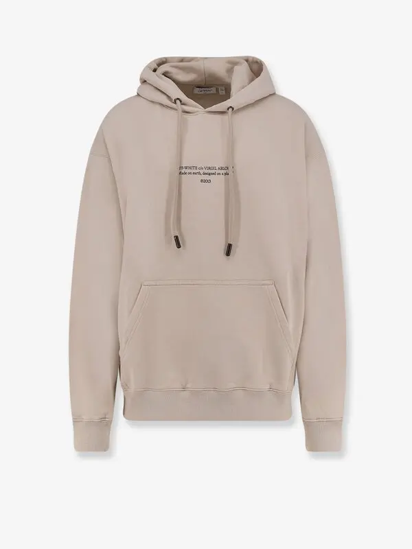 Off-White Cotton Sweatshirt With Frontal Logo Print - Multicolor