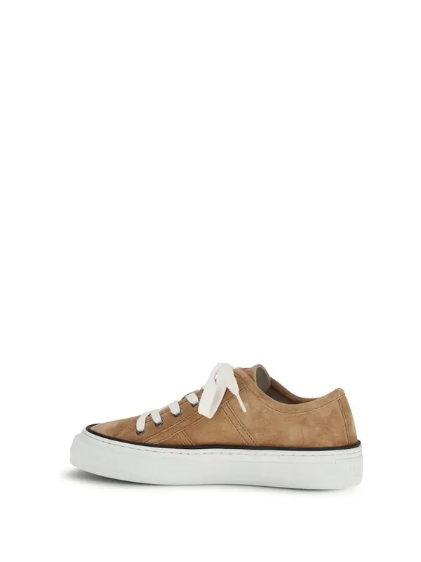Brunello Cucinelli Shiny Tab Suede Sneakers
