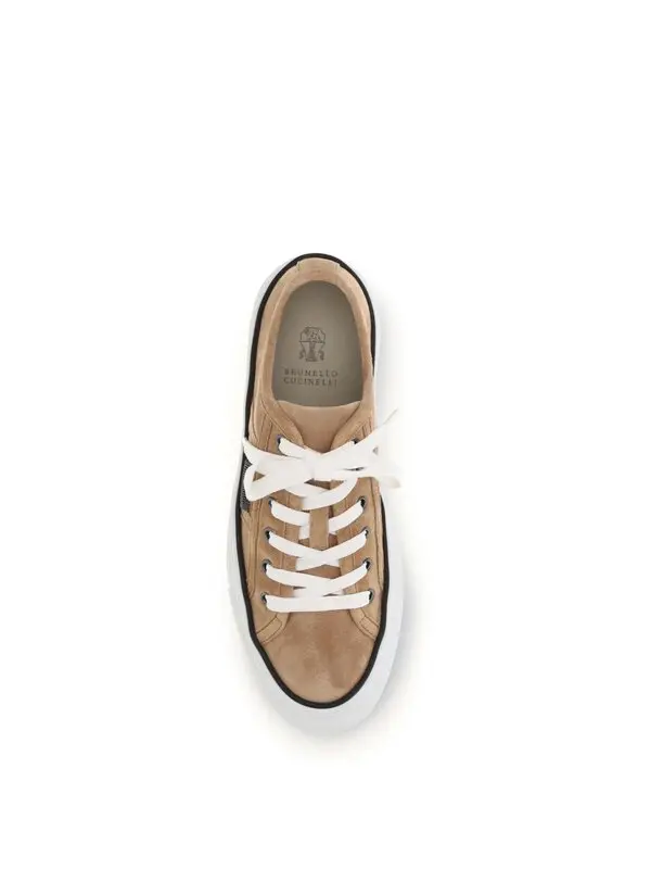 Brunello Cucinelli Shiny Tab Suede Sneakers