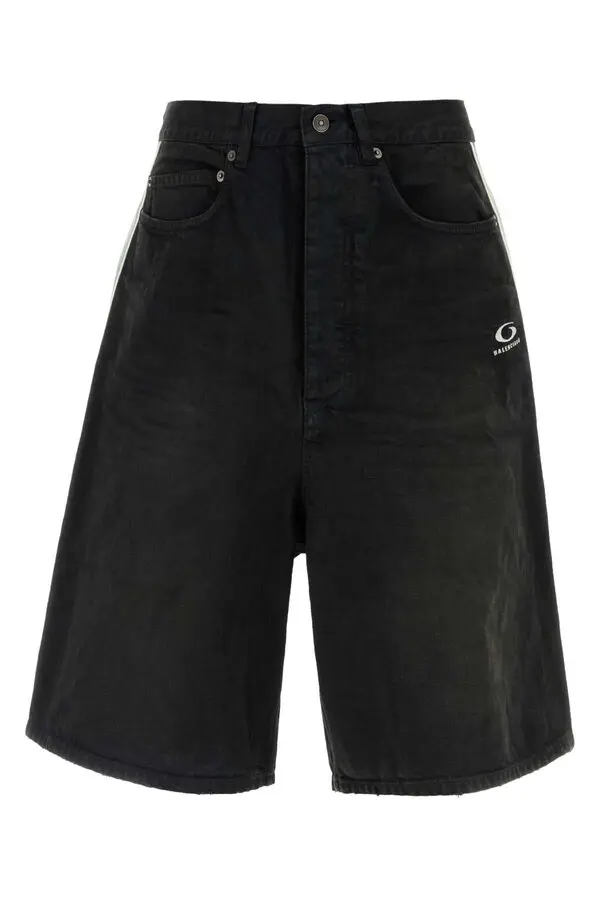 Balenciaga Denim Bermuda Shorts - Black
