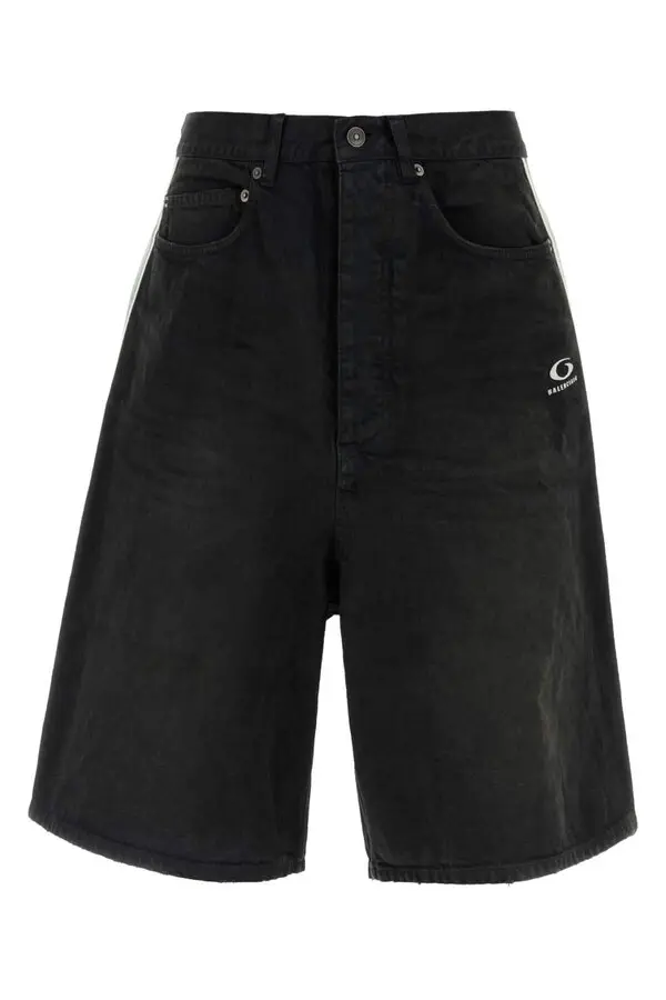 Balenciaga Denim Bermuda Shorts - Black