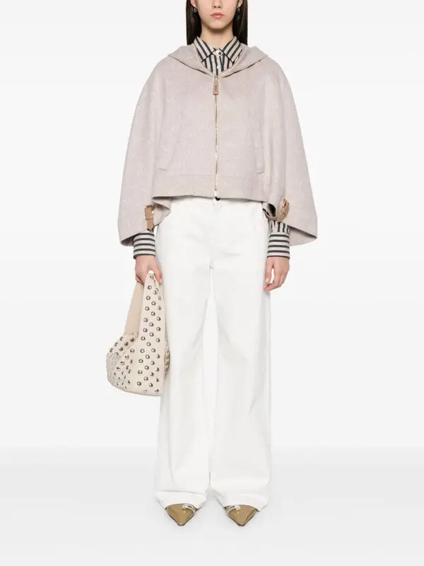 Max Mara Wool Hooded Cape - Multicolor