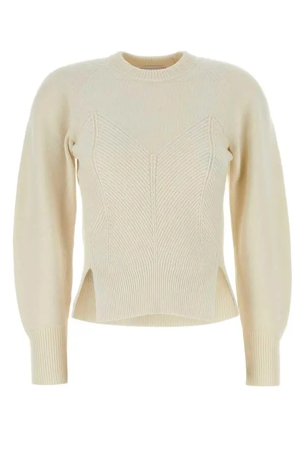 Alexander McQueen Ivory Wool Blend Sweater - White