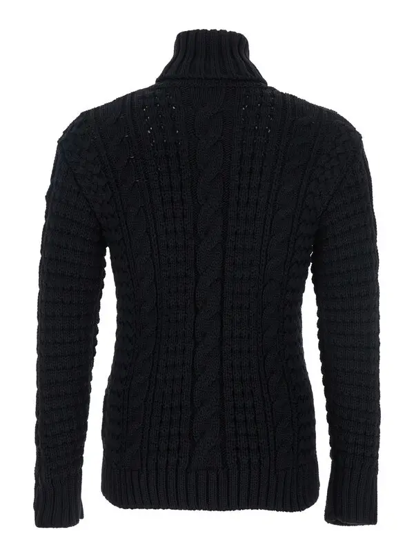 Moncler Merino Wool Cable Knit Turtleneck Jumper