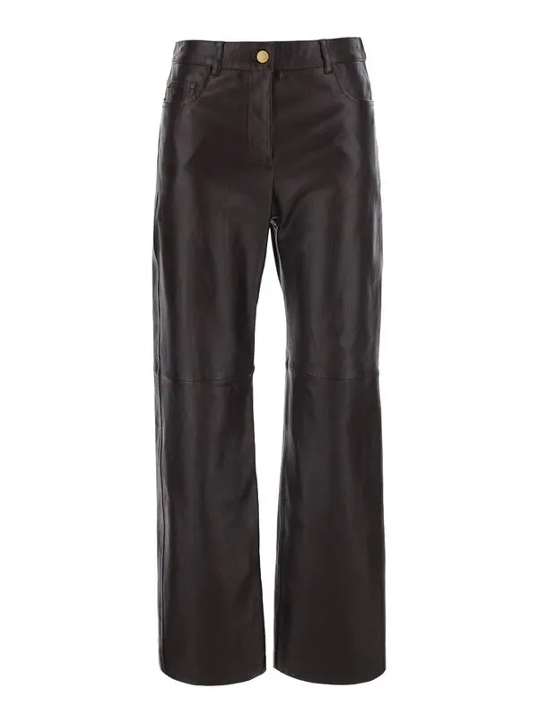 Max Mara S 'pesca' Pants With Five-pocket Design In Leather For - Brown