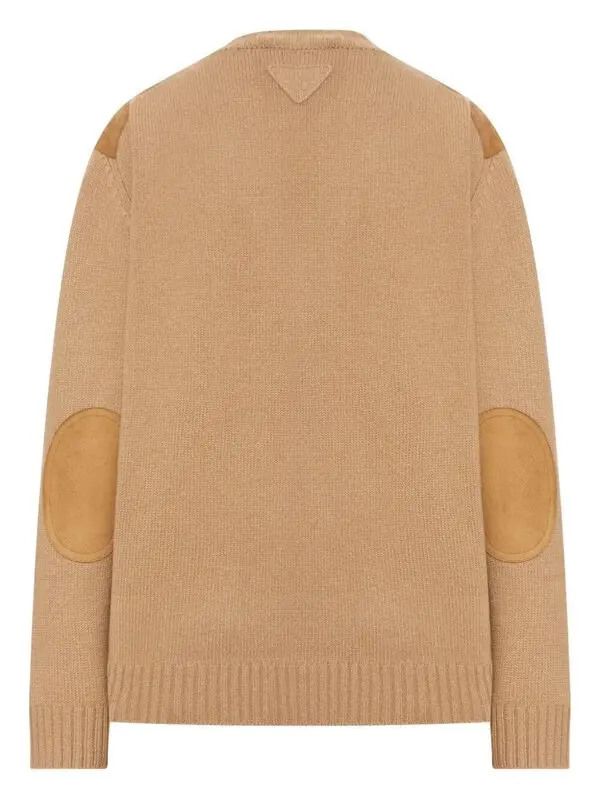 Prada Suede-panel V-neck Wool Sweater - Multicolor