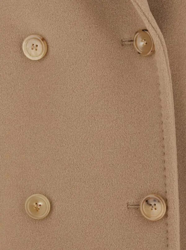 Max Mara Rebus' Beige Short Double-breasted Coat With Notched Revers In Wool And Cashmere For - Multicolor