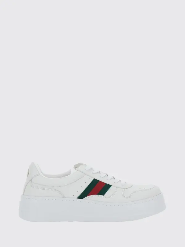 Gucci Leather Web Stripe Low-top Platform Sneakers - White