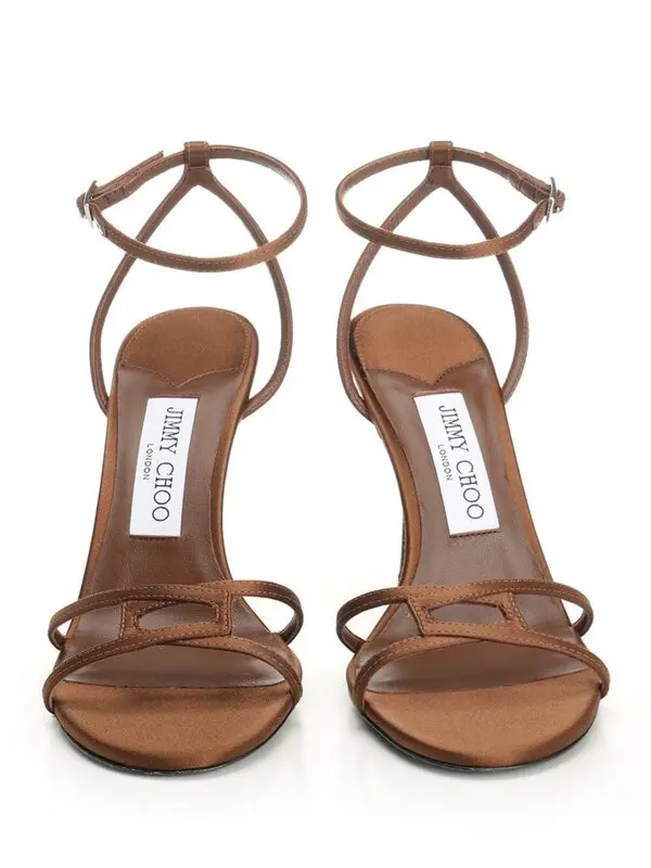 JIMMY CHOO Leo 100 Satin Sandals - Brown