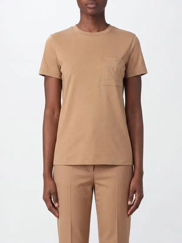 Max Mara Cotton Monogram Patch Pocket T-shirt - Brown