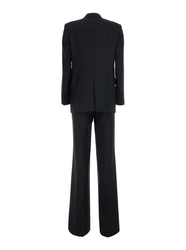 Tagliatore Black Double-breasted Suit With Peak Revers In Fabric For
