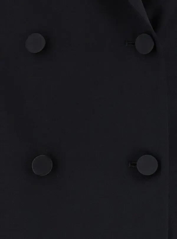 Tagliatore Black Double-breasted Suit With Peak Revers In Fabric For