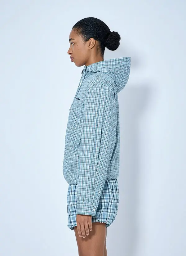 Acne Studios Hooded Checked Jacket And Shorts Set - Blue