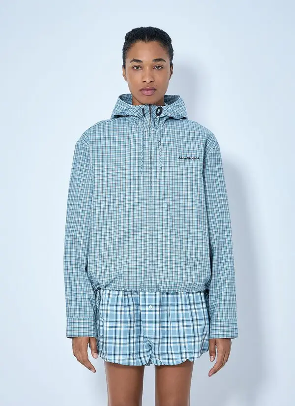 Acne Studios Hooded Checked Jacket And Shorts Set - Blue