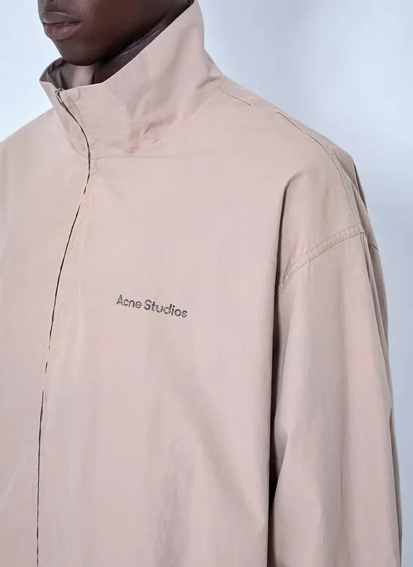 Acne Studios Logo Printed Zip-up Jacket - Cream