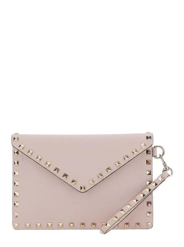 Valentino Garavani Clutch With Removable Wrist Strap And Rockstud Decoration In Leather For - Pink