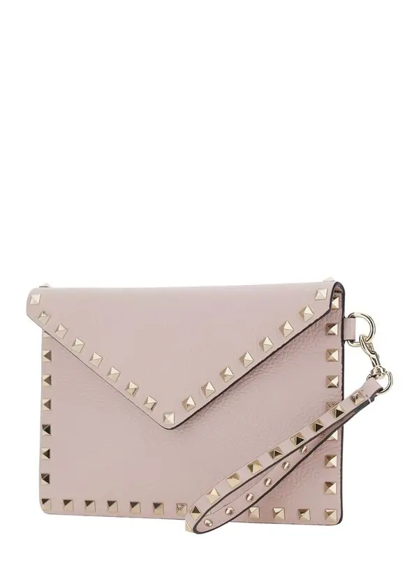 Valentino Garavani Clutch With Removable Wrist Strap And Rockstud Decoration In Leather For - Pink