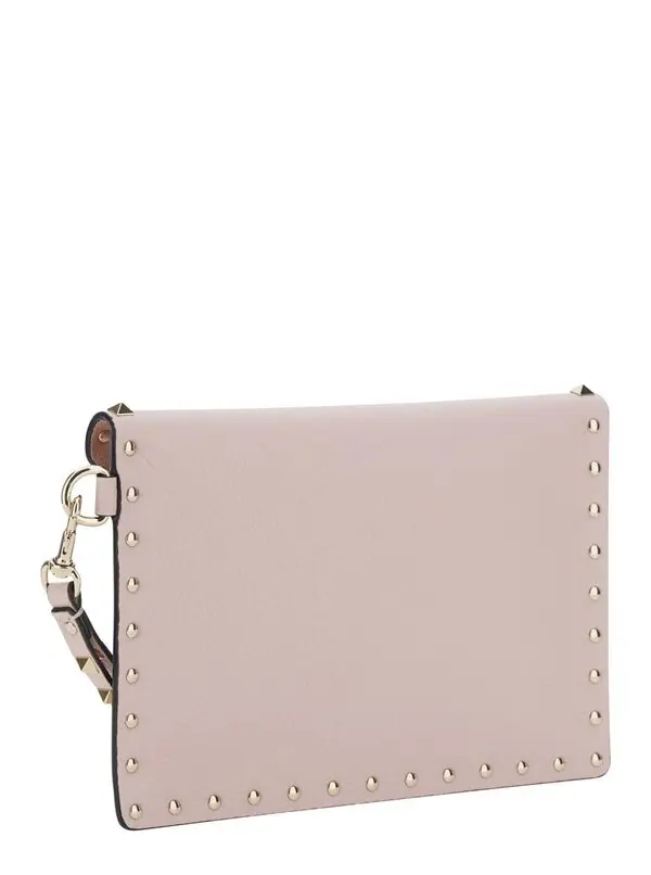 Valentino Garavani Clutch With Removable Wrist Strap And Rockstud Decoration In Leather For - Pink