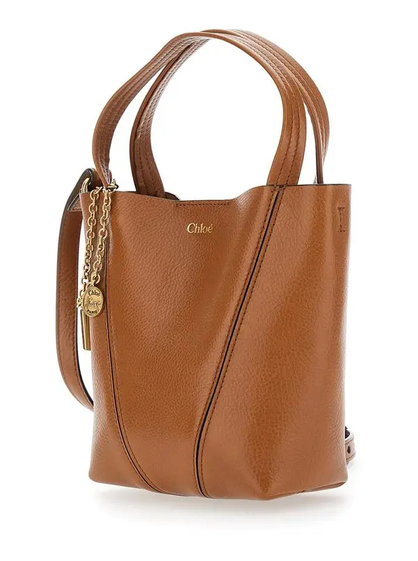 Chloé Spin' Shoulder Bag With Adjustable And Removable Strap In Leather For - Brown