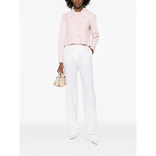 Max Mara Virgin Wool Tailored Trousers - Cream