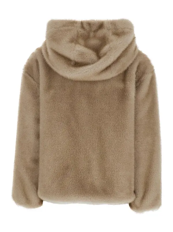 Herno Hooded Jacket With Drawstring In Ecoleather Beige For
