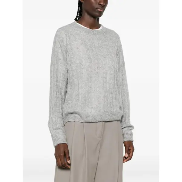 LISA YANG Cable-knit Cashmere And Silk Jumper - Gray