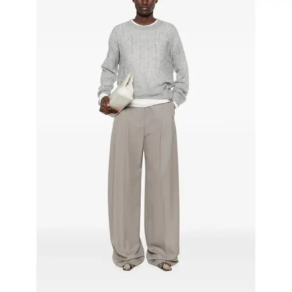 LISA YANG Cable-knit Cashmere And Silk Jumper - Gray