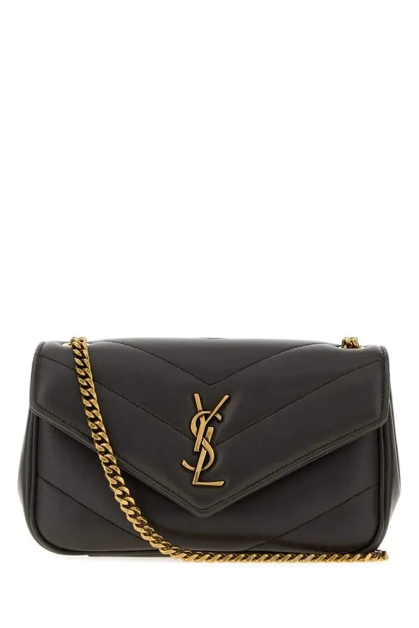 Saint Laurent Leather Mini Loulou Crossbody Bag - Gray