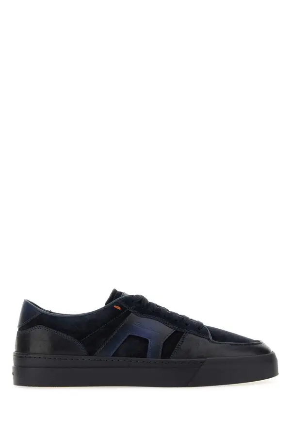 Santoni Leather And Suede Sport Sneakers