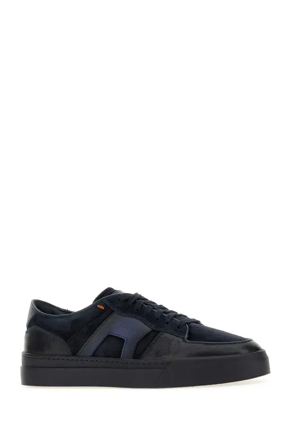 Santoni Leather And Suede Sport Sneakers