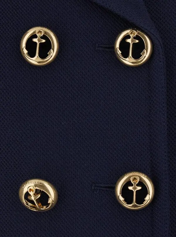 Balenciaga Cropped Wool Jacket With Halfbelt - Multicolor