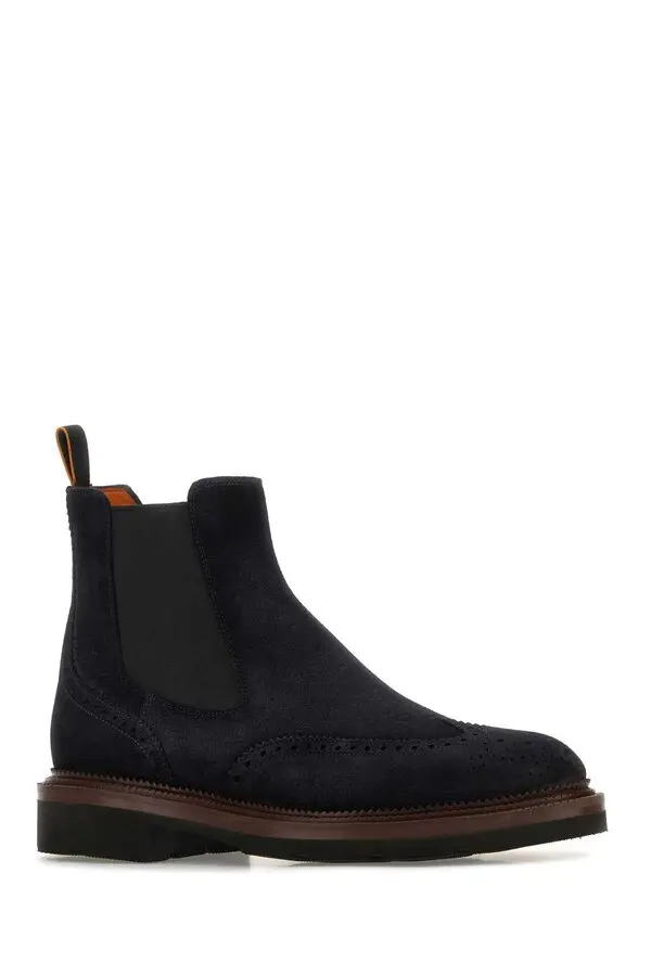 Santoni Midnight Suede Kalama Ankle Boots