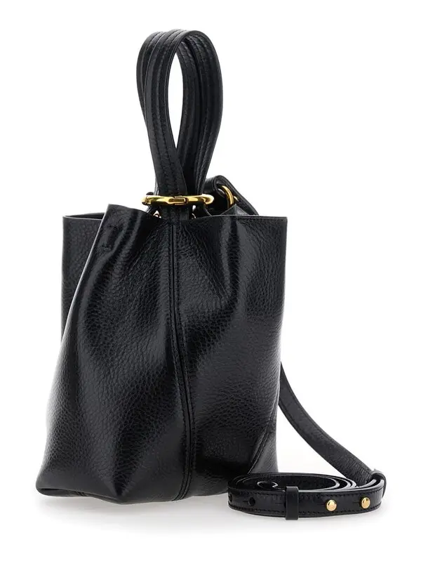 Chloé Leather Shoulder Bag With Logo Lettering - Black