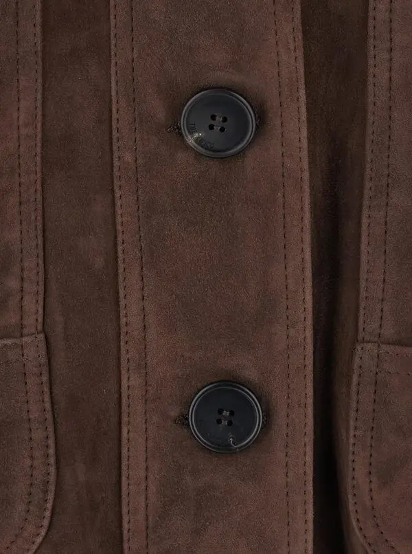 Attico Brown Bomber Jacket With High Ribbed Collar In Suede For - Multicolor